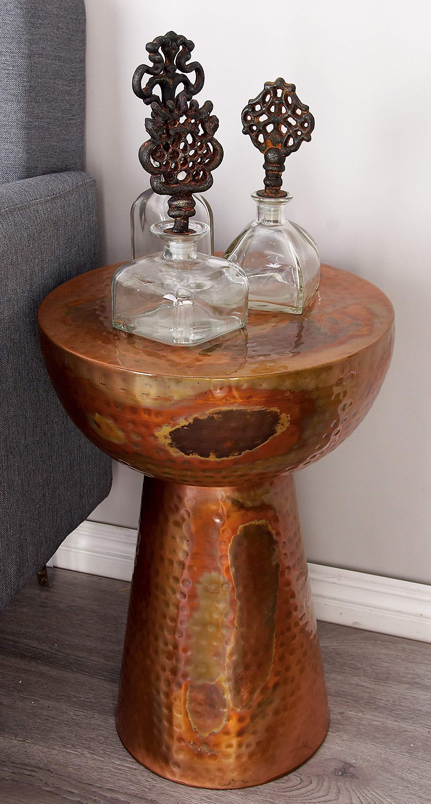 Deco 79 Metal End Accent, Side Table 14" x 14" x 20", Copper