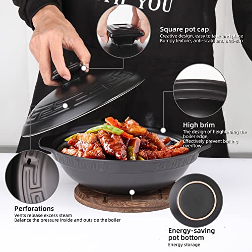 Clay Pot For Cooking, Korean Stone Pot With Lid,Ceramic Casserole Hot Pot Bibimbap And Soup,Clay Pot Serves 2-3 People