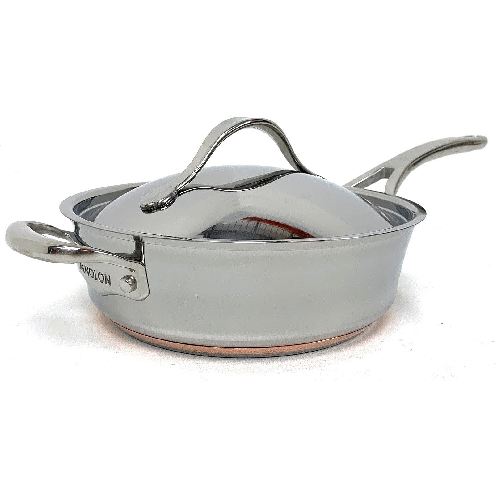 Anolon Nouvelle Stainless Steel Cookware Pots and Pans Set, 11 Piece