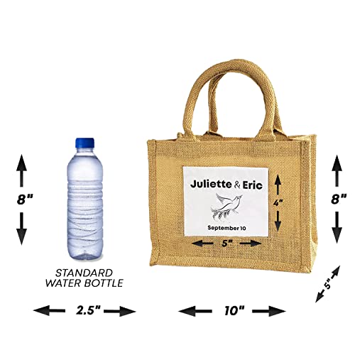 Mini Jute Gift Tote Bags w/ Clear Pocket for Wedding Favors, Crafts, Decorations (1)
