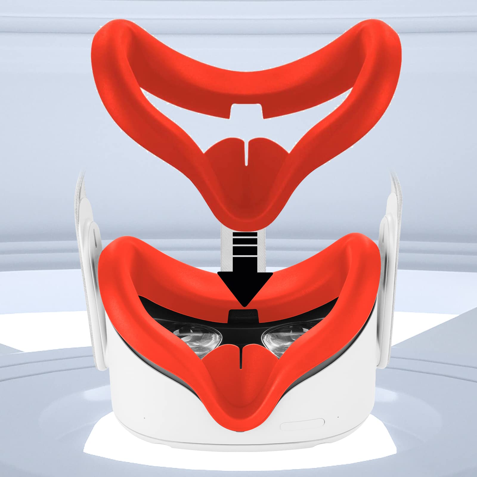 Accessories for Meta/Oculus Quest 2, Anti-Throw Hand Strap Extended Controller Grips Cover Face Headset Protective Lens Shell VR Silicone Cover Set (Red)