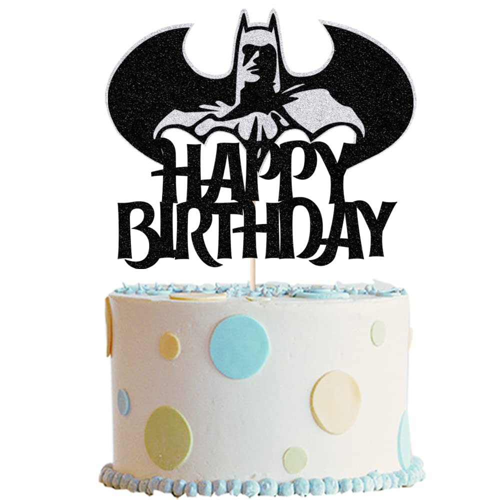 Arolykubay Bat Hero Happy Birthday Cake Topper, Kids Hero Cartoon Theme Party Cake Decoration