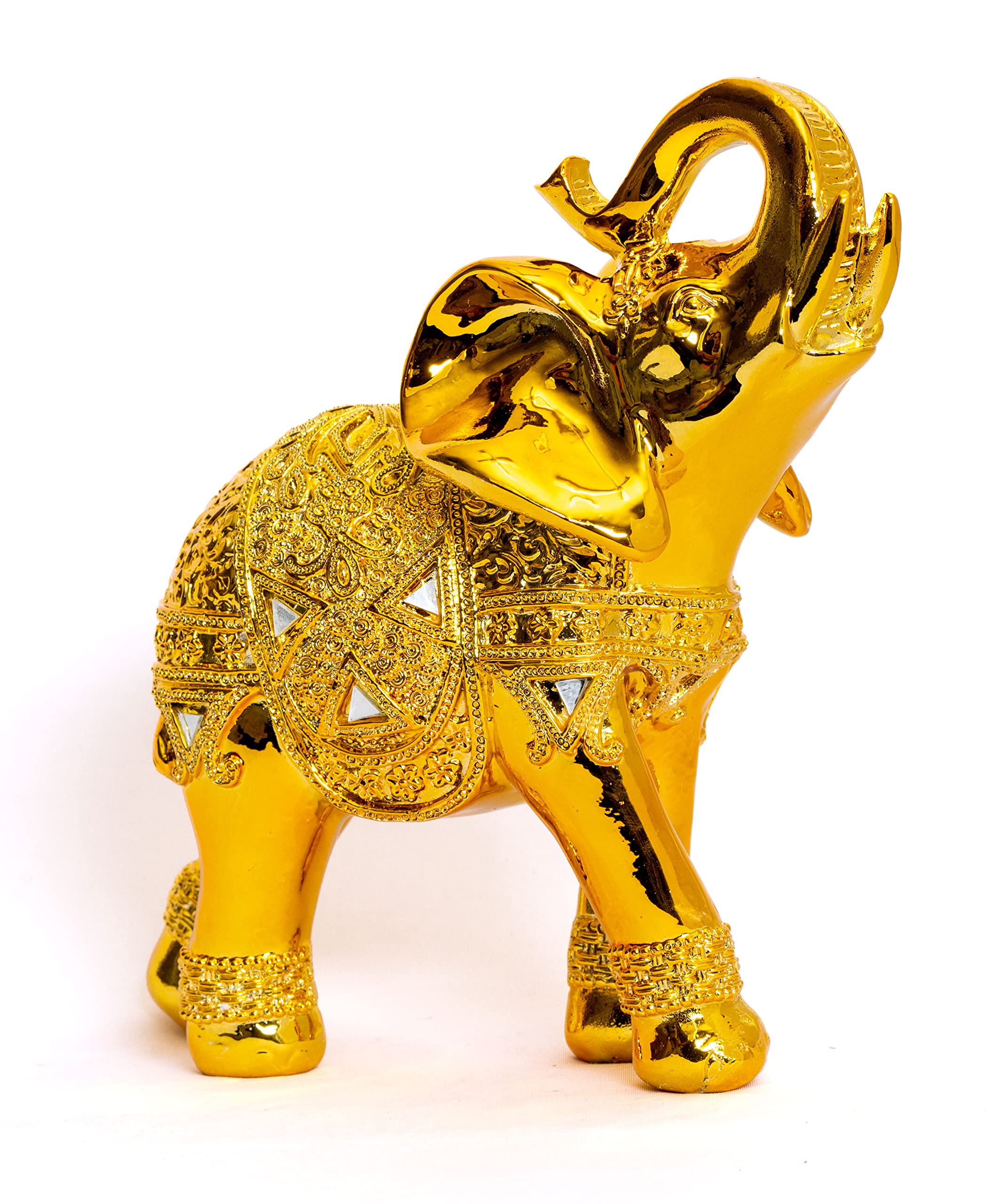 Dalax- 8"(H) Elephant Statue Figurines Home Decor Trunk Facing Upwards Lucky Figurine Living Room Office Decorations Ornaments Statues Gift Set