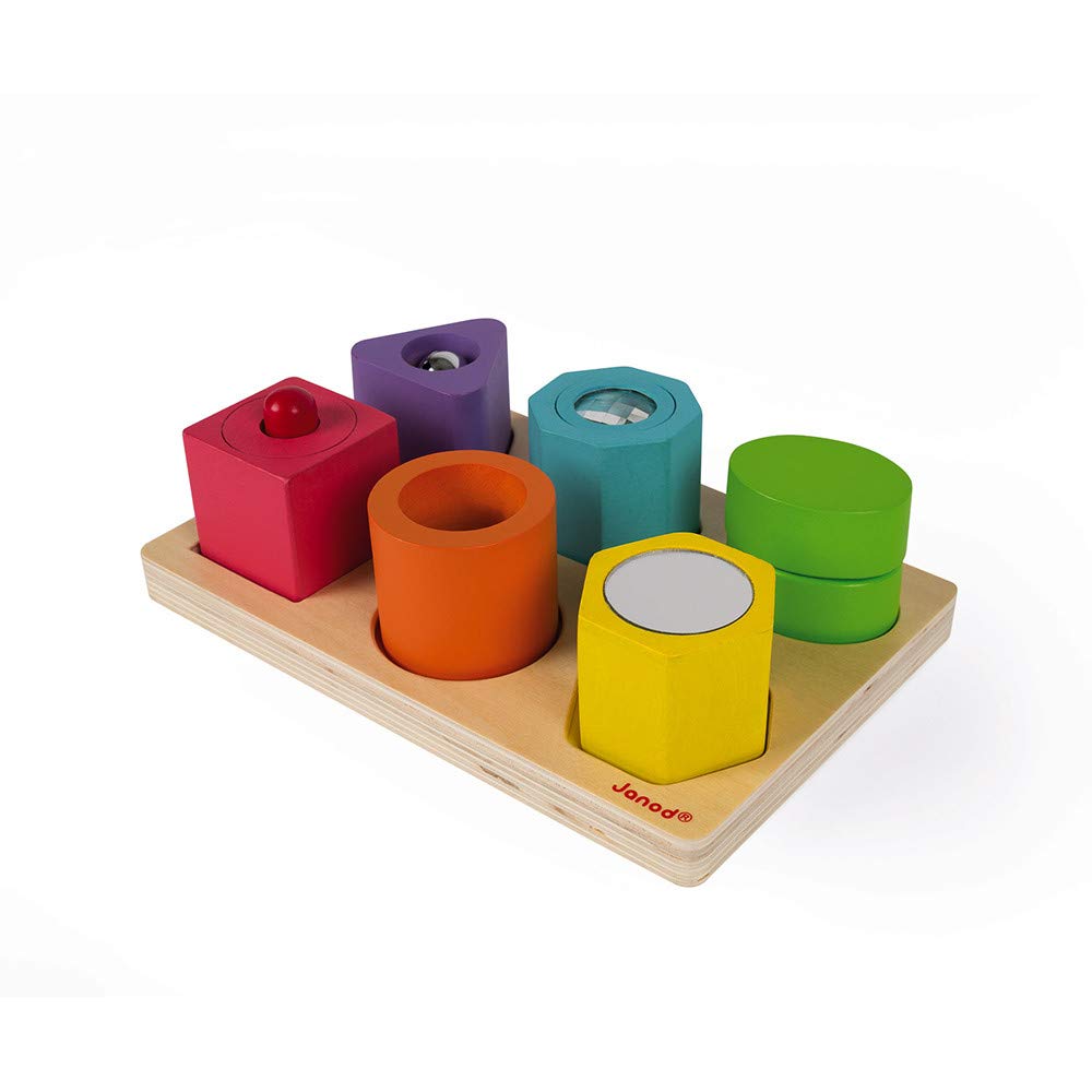 Janod I Wood – Shapes and Sounds 6 Block Puzzle – Ages 12 Months+ - J05332