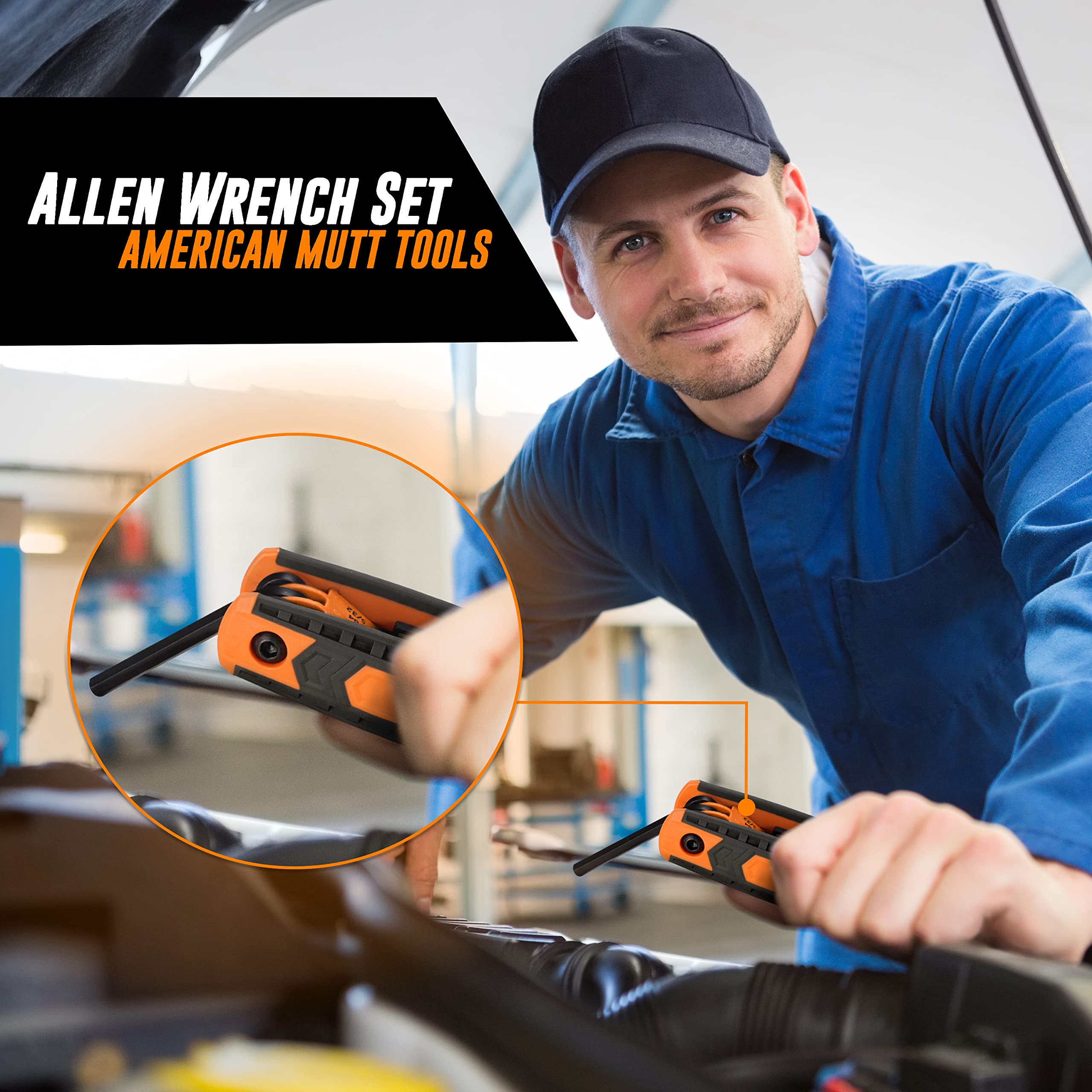 AMERICAN MUTT TOOLS 17pc Folding Allen Wrench Set β SAE and Metric Allen Key Set β Hex Key Set, Allen Wrenches Sets, Metric Allen Wrenches Set, Hex Wrench Set, Llaves Allen Set, Hex Set, Hex Tool Set