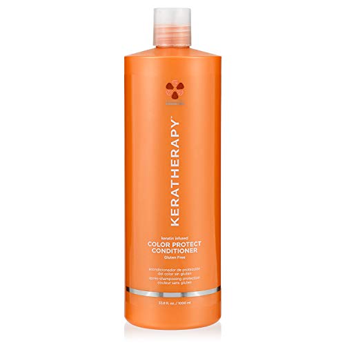 KERATHERAPY Keratin Infused Color Protect Conditioner, 33.8 fl. oz., 1000 ml - Gluten Free Color Protecting Conditioner for Color Treated Hair with Kerabond Technology, Red Raspberry Oil, Omega 3 & 6