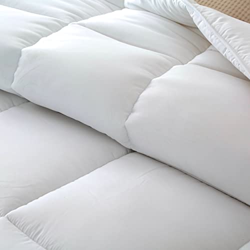 Down Alternative Comforter All Season Duvet Insert(White, Queen)-Ultra Soft Double Brushed Microfiber Quilt Cover, Classic Box Stitched with Corner Tabs
