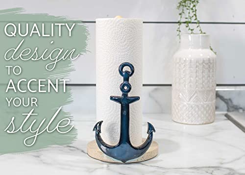 Elanze Designs Nautical Anchor 12 inch Resin and Wood Paper Towel Holder