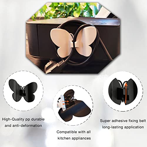 Follus 8 Packs Cord Organizer, Tidy Cord Holder Cable Organizer, Self-Adhesive Wire Storage Holder Suitable for Kitchen Appliances, Air Fryers, Toasters, Blenders, Coffee Makers(Black & White)