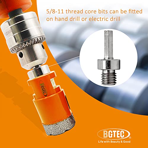 BGTEC Core Drill Bit Adapter for Threaded Diamond Hole Saw Core Drill Bit 5/8"-11 Male to 3/8" Shank for Core Drilling Grinding Disc