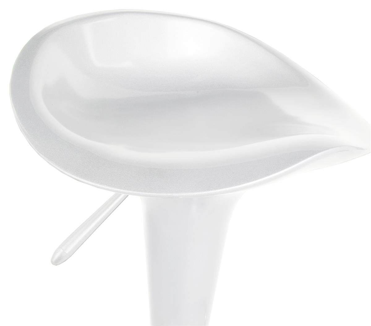 Displays2go Modern Bar Chair, Swiveling, Ergonomic Seat with Adjustable Lift (White ABS Plastic and Chrome)