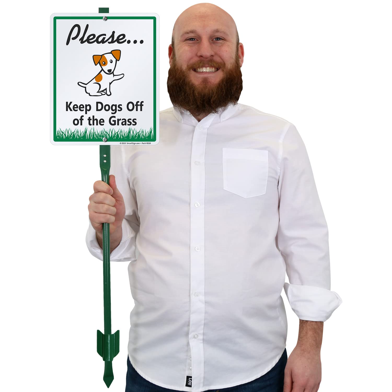 SmartSign 12 x 10 inch “Please Keep Dogs Off The Grass” LawnBoss Yard Sign with 3 foot Stake, 40 mil Laminated Rustproof Aluminum, Multicolor, Set of 1, Made in USA