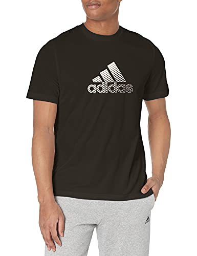 adidas mens Activated Tech Tee Black/Grey Large