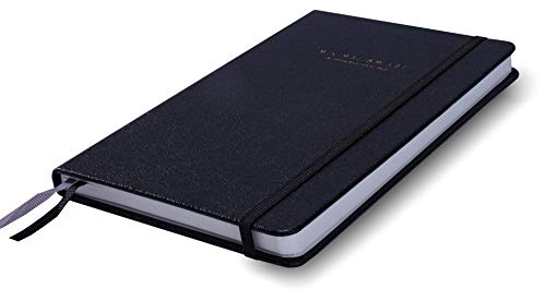 Minimalism Art, Premium Hard Cover Notebook Journal, X-Large Size, Master A4 8.3" x 11.4", 186 Numbered Pages, Gusseted Pocket, Ribbon Bookmark, Extra Thick Ink-Proof Paper 120gsm (Plain, Black)