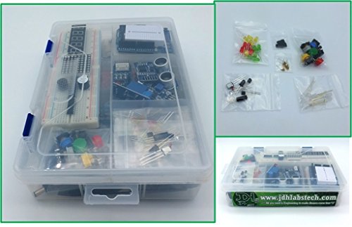 jdhlabstech MEGA 2560 Starter Kit Ultra (100% Open Source IDE Compatible) w/Battery Holder, Sensors, Modules, Resistor kit and Components (no Supply)