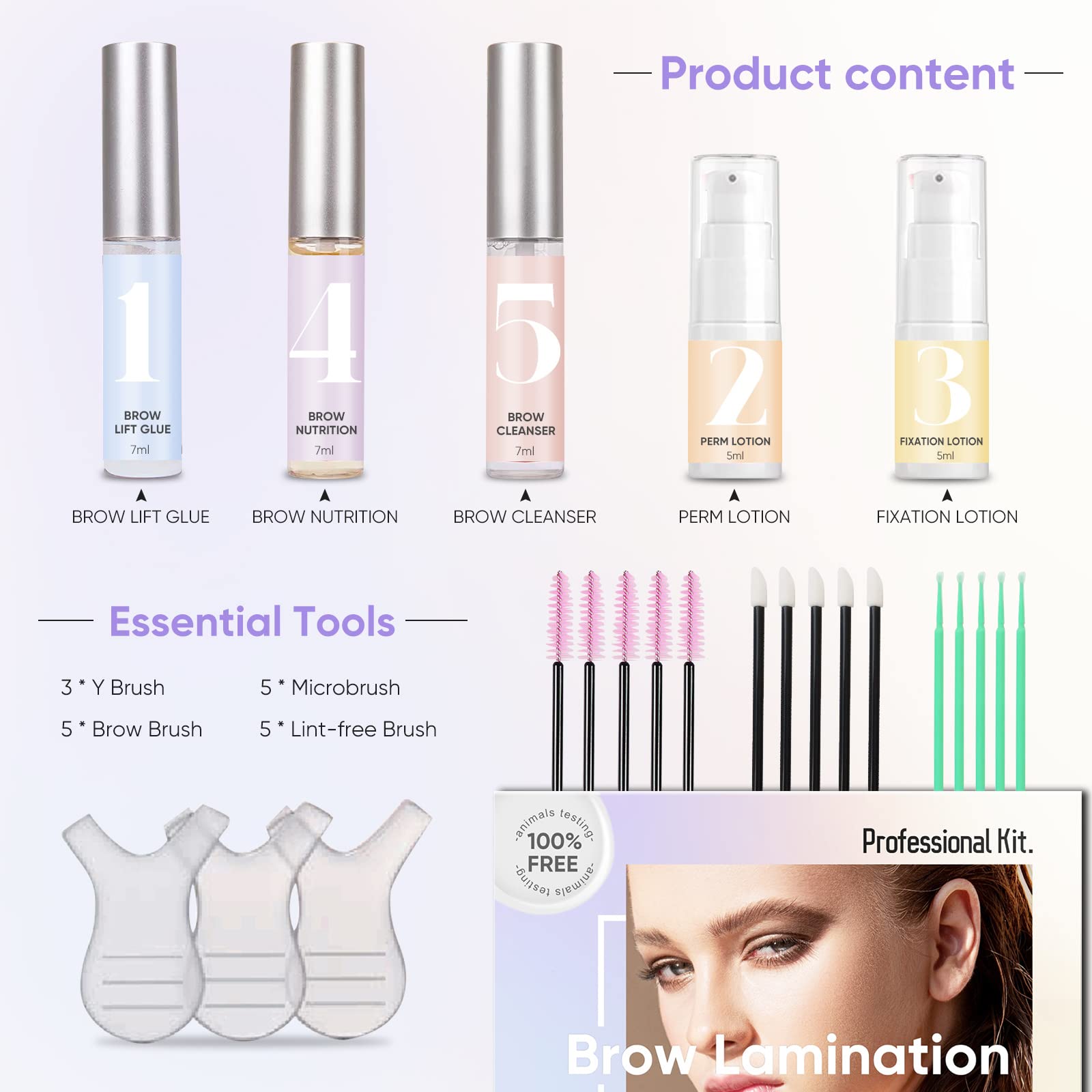 Aromandina Brow Lamination Kit, Professional Eyebrow Lamination Kit with Keratin, Long-Lasting Instant DIY Eye Brow Lift Kit for Thicker, Fuller, Purple
