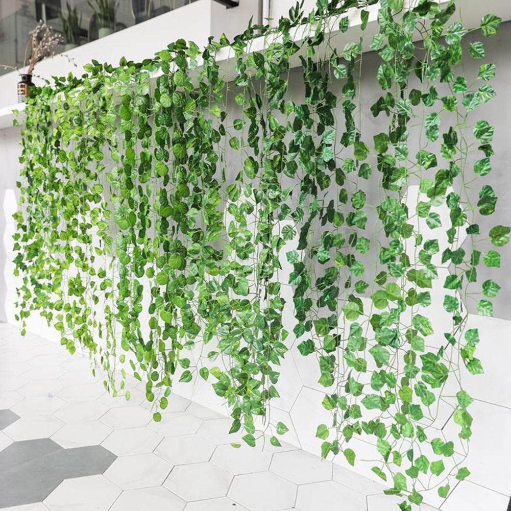 Zhangxu Artificial Ivy Leaf Plants Vine Artificial Plants Greeny Chain Wall Hanging Leaves for Home Room Garden Decoration