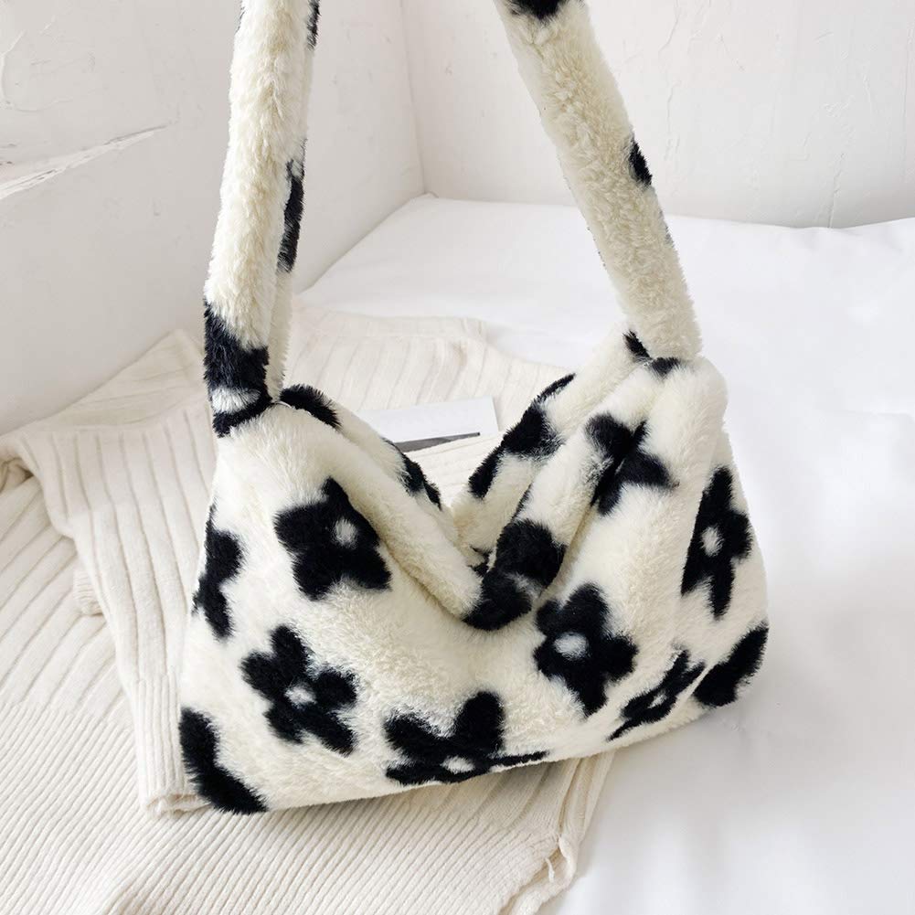 Fluffy Tote Bag Y2K Shoulder Bag Cute Y2K Furry Purse Plush Bag Aesthetic Plush Underarm Bag for Women