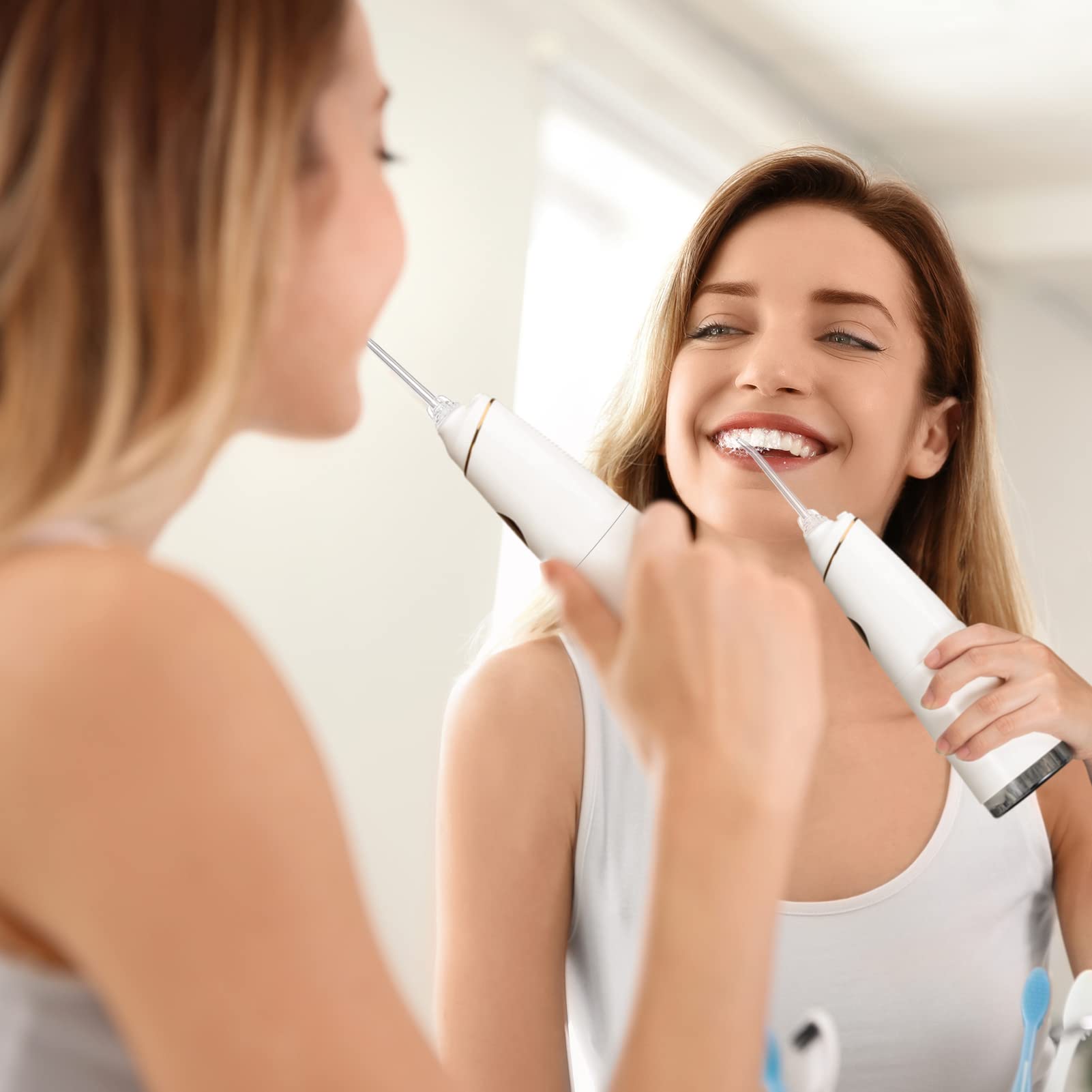 AROVEA Water Flosser, 5 Professional Modes, 8 Replaceable Jet Tips - IPX7 Waterproof, Powerful Rechargeable Battery Life, Oral Dental flosser for Home Travel