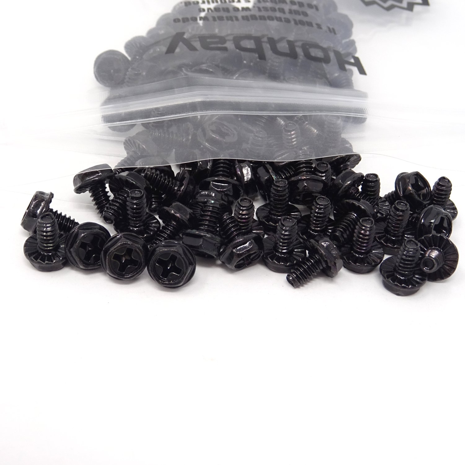 Honbay 100PCS 6#-32x6 Hex Phillips Head Replacement PC Computer Case Mounting Screws Fastener for Building Repairing and Maintaining Computer Systems (Black Zinc)