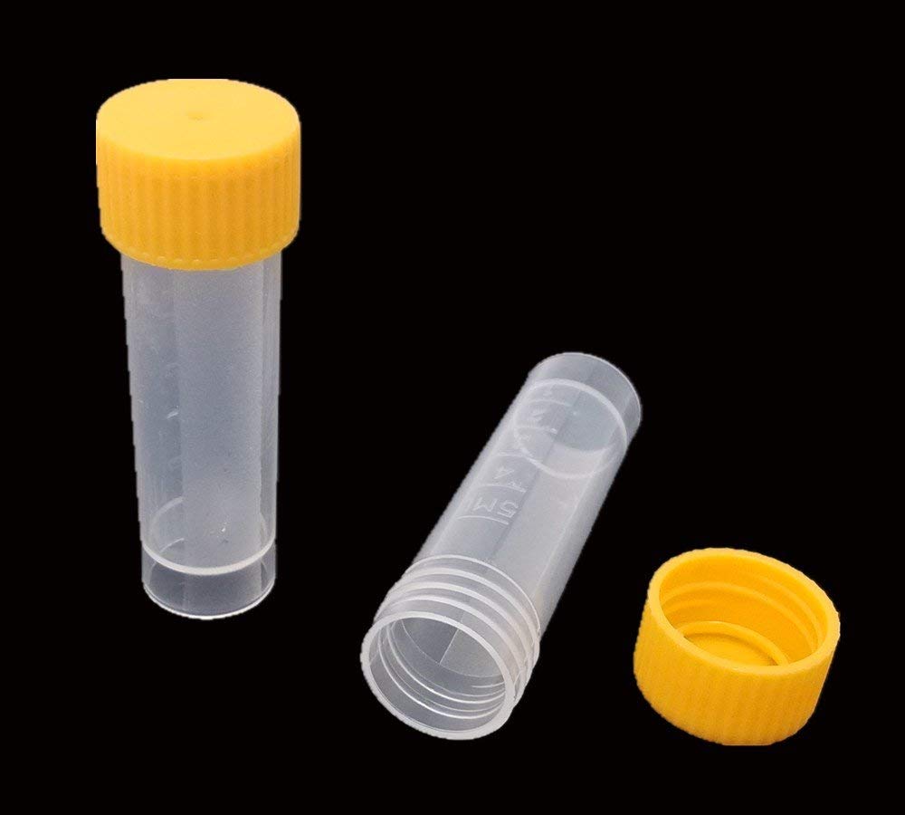 Honbay 20pcs 5ml Plastic Test Tubes Screw Cap Vial Orange Seal Cap Container