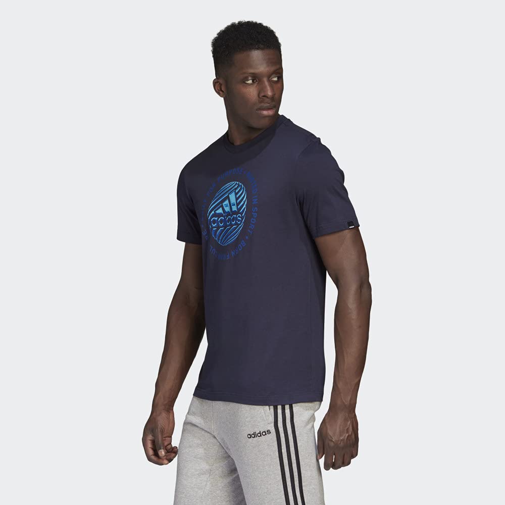 adidas mens Hyperreal Circled Slogan Tee Ink Medium