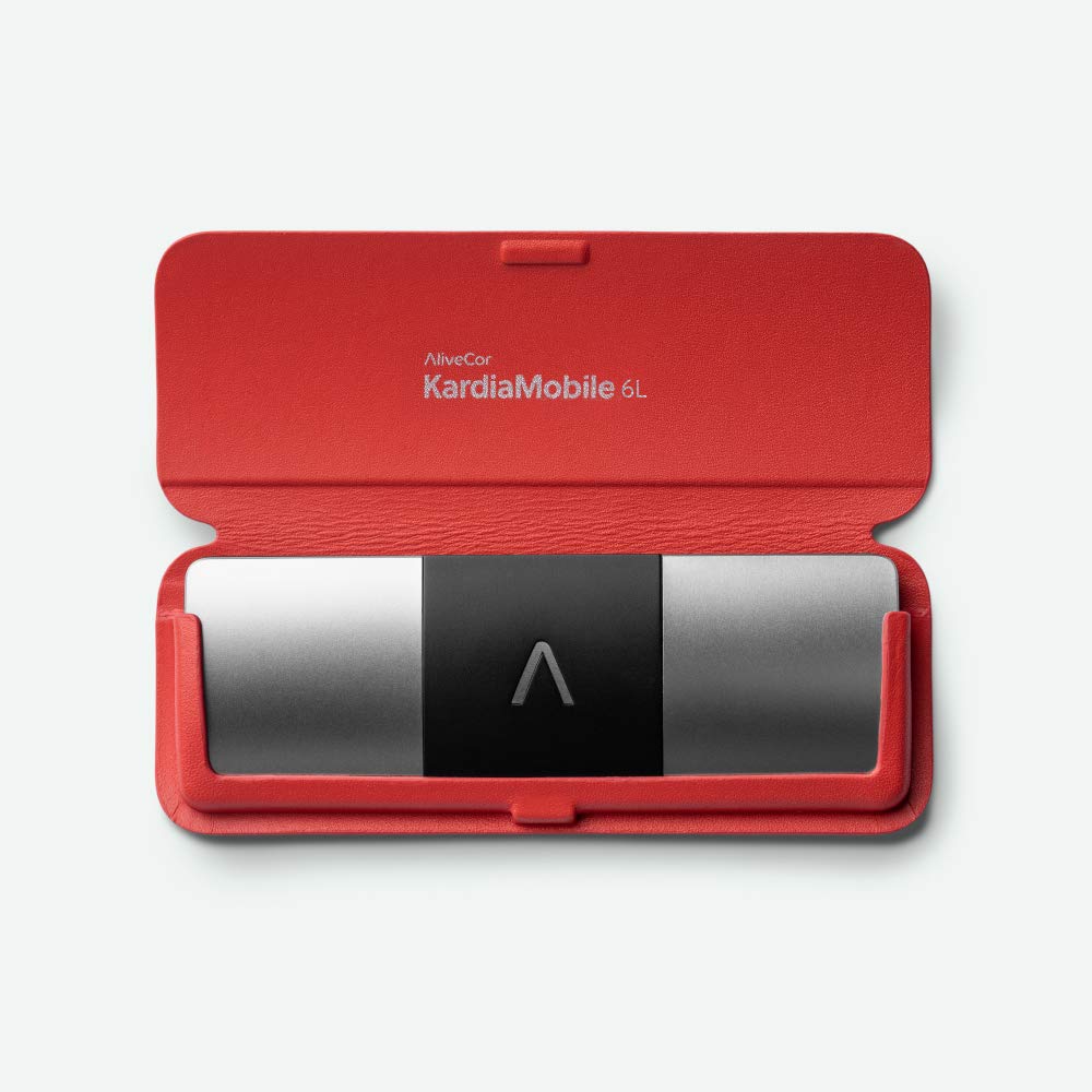 AliveCor® KardiaMobile 6L Soft Crafted Leather Carry Pod Carrying Case | Travel Case Features Magnetic Closure to Keep Kardia Device Safe On-the-Go | Fits in Pocket or Purse - Red