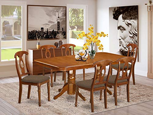 East West Furniture NANA7-SBR-C Dining Table Set, 7-Piece
