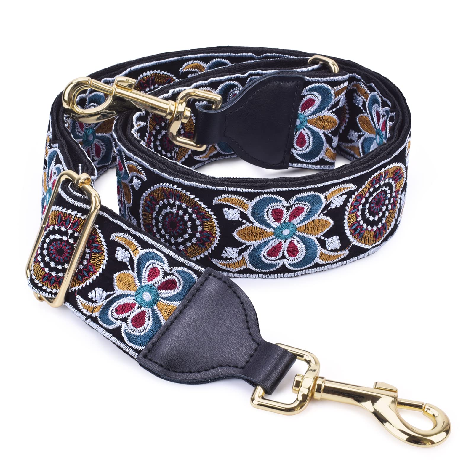 CLOUDMUSIC Handbag Strap Replacement Crossbody Strap Purse Strap for Women Girls(Embroidered Butterfly In Black)