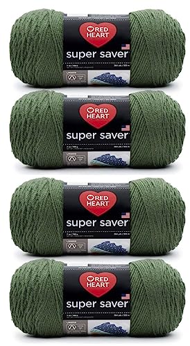Bulk Buy - Red Heart Super Saver Medium Thyme Yarn - 4 Pack of 198g/7oz - Acrylic - 4 Medium (Worsted) - 364 Yards - Knitting/Crochet