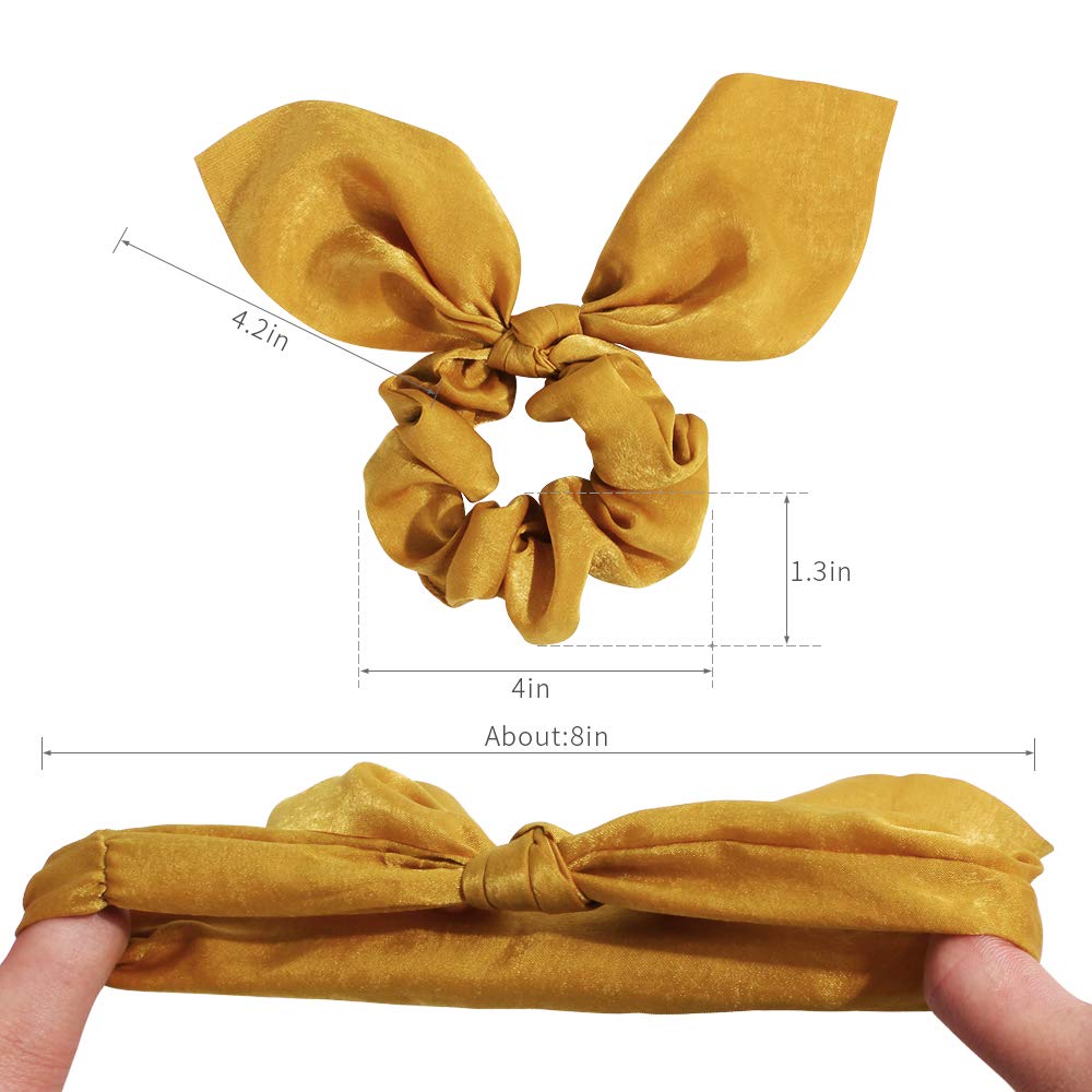 Scrunchies Hair Ties Silk Satin Scrunchy - Cute Bow Bunny Ear Hair Elastic Ponytail Holder Bobbles Soft Elegant Elastic Hair Bands with Tail Ribbon