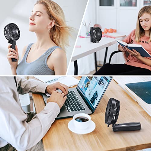 FARADAY Personal Hand Held Fan 4800mAh Travel Cooling Fan Powerful Small Portable Fans Rechargeable Battery Operated Desktop Table Fan for Traveling Hiking, 3 Speed, 6-21 Hours,Black