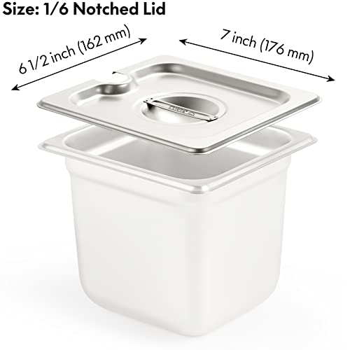 CURTA 6-Pack 1/6 Size Slotted Steam Table Pan Cover, Lid with Handle, NSF, Hotel Pan Cover, Catering Food Pan Cover