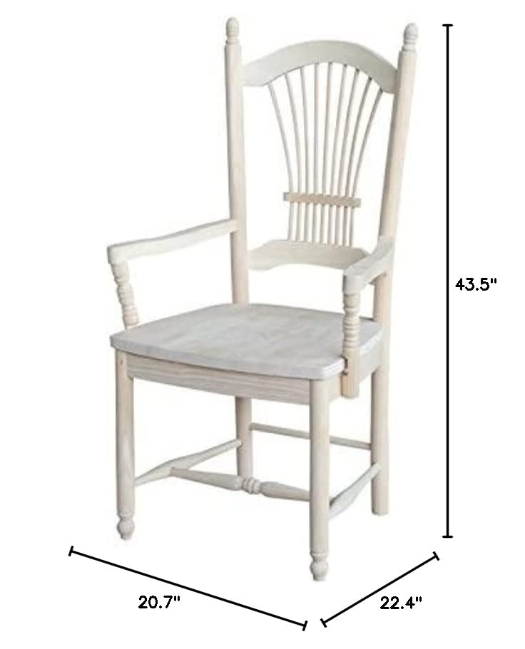 International Concepts Sheaf Back Arm Chair, Unfinished