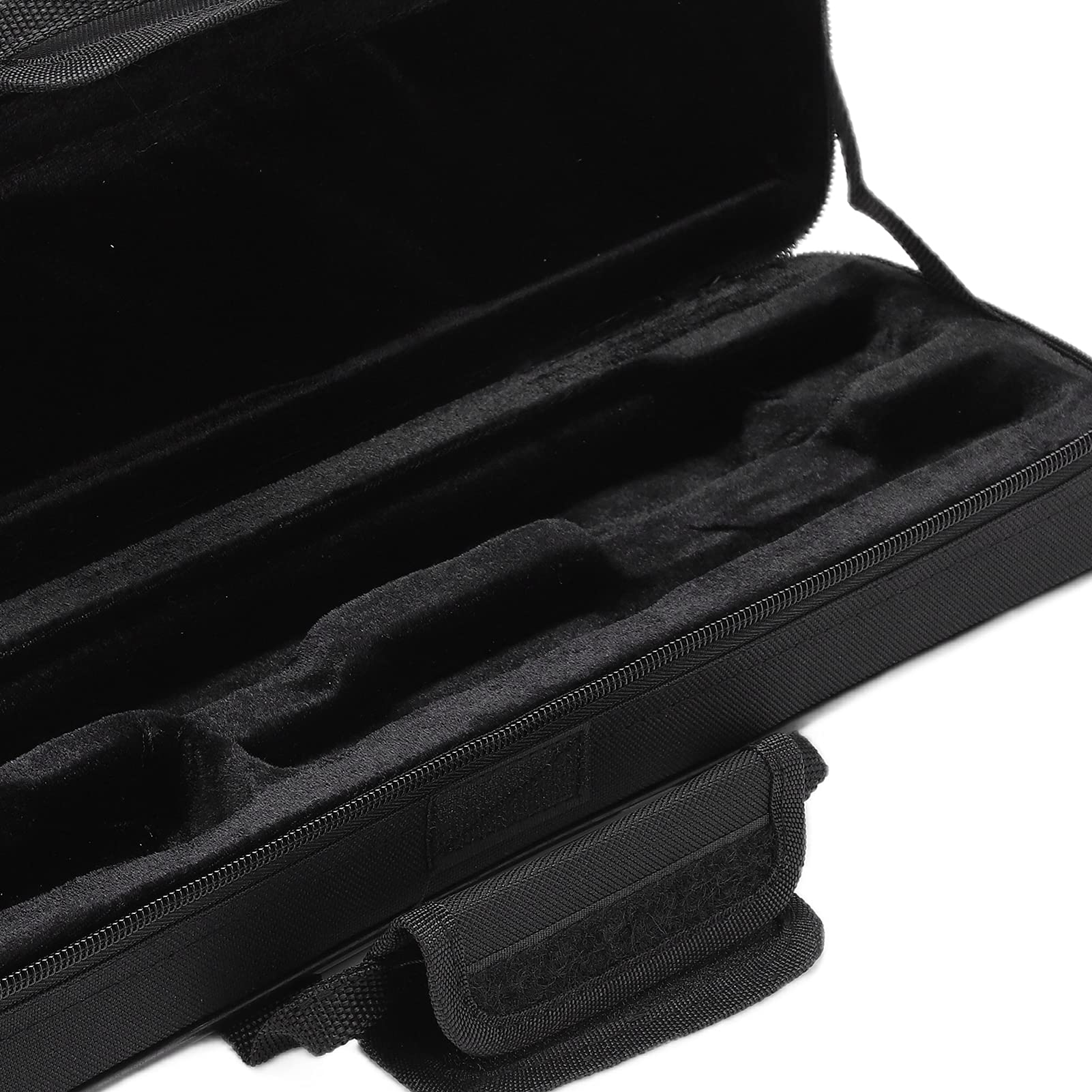Flute Carry Case with Adjustable Strap and Handle - Padded Instrument Case for 16-Hole Flute - Exterior Pocket (Black)
