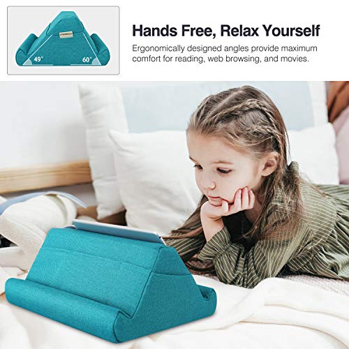 MoKo Tablet Pillow Holder, Pillow for iPad Multi-Angle Soft Tablet Stand Up to 12.9" for Xmas Gift, eReader, Fit with iPad 9, iPad Mini 6,iPad 10th, iPad Pro 11/12.9 2022,Galaxy Tab S9/S9+,Sea Blue