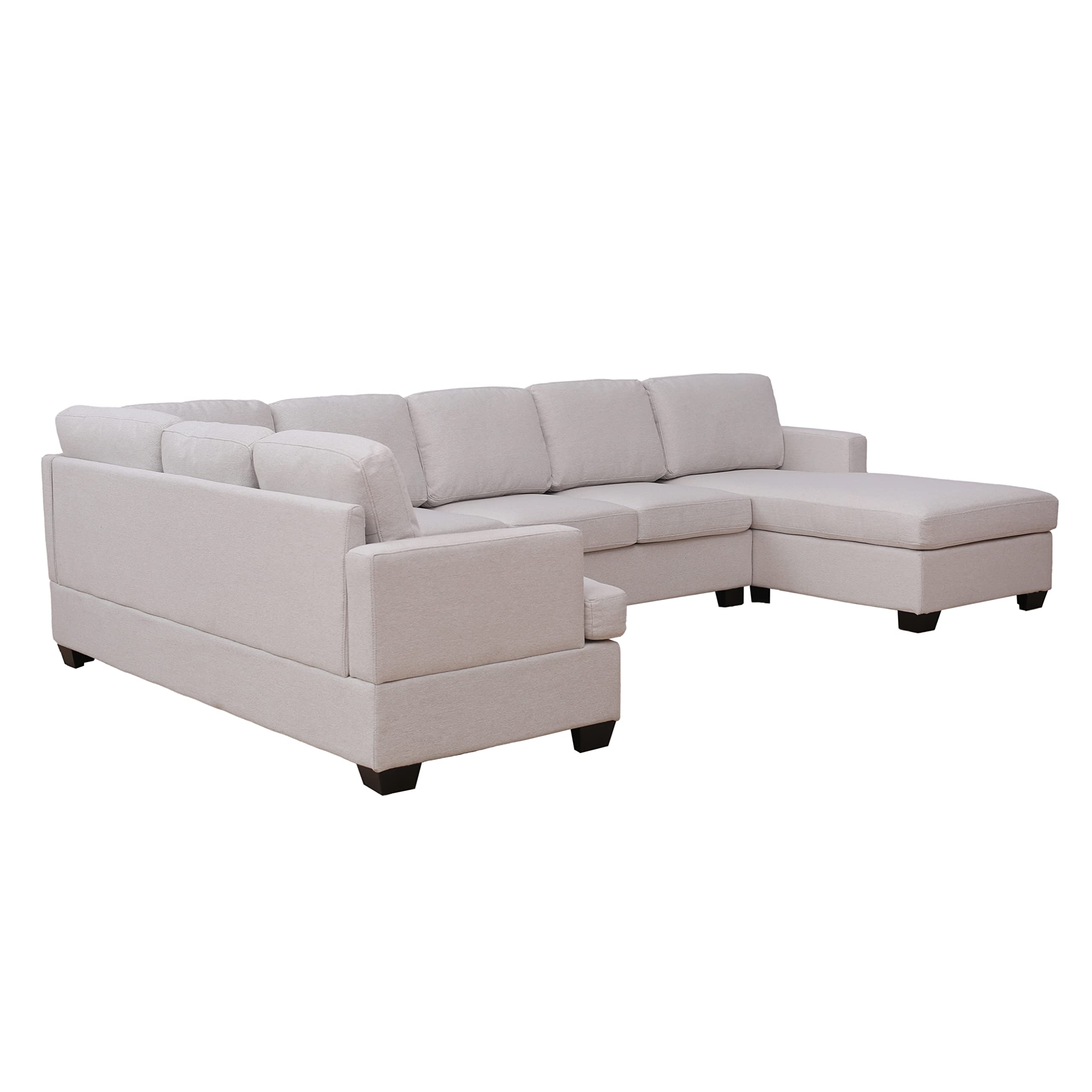 Modern Large U-Shape Sectional Sofa, Soft Linen Fabric Sectional Couch with Removable Cushion,Double Extra Wide Chaise Lounge Couch for Living Room (Beige)