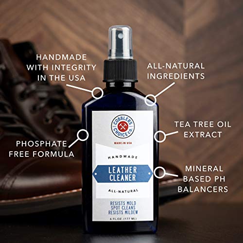 Cobbler's Choice Co. Finest Quality Leather Cleaner 100% Natural - Designed to Fight Fresh Stains, Dirt, & Build-Up - Easy Spray Application