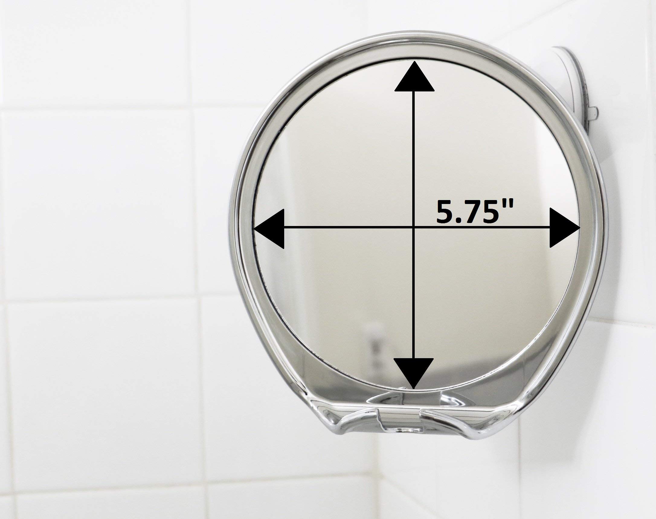 JiBen Fogless Shower Mirror with Power Locking Suction Cup, Built-in Razor Hook and 360 Degree Rotating Adjustable Arm, Personal Fog Free Bathroom Shaving Mirror (Chrome)