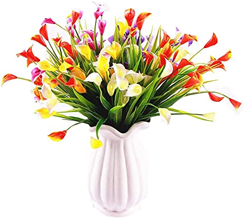 Doolitt 10 bunchs Artificial Flowers, Artificial Plants Outdoor Flowers Fake Mini Calla Lily Artificial Plants Anti-Ultraviolet Greenery Garden Home Decoration