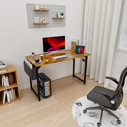 Computer Desk - 47 Inch Office Desk, Modern Desk with Storage, Wood Writing Desk, Corner Desk for Small Space, Executive Work Desk, Home Desk for Bedroom
