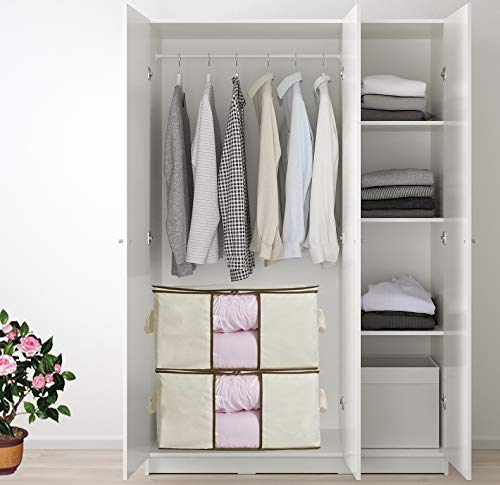 MISSLO Jumbo Zippered Storage Bags for Closet King Comforter, Clothes, Blanket Organizers Heavy Fabric Space Saver