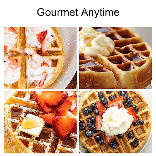 Electric Double-Head Rotating Waffle Maker, 7In Round Waffle Machine, 2600W Commercial Non-Stick Breakfast Baker Machine, 50-300℃ Temperature Control, 5 Minutes Timing