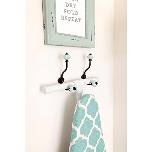 Liberty Black Coat and Hat Hook with Aqua Blue Ceramic Melon Knob Accents