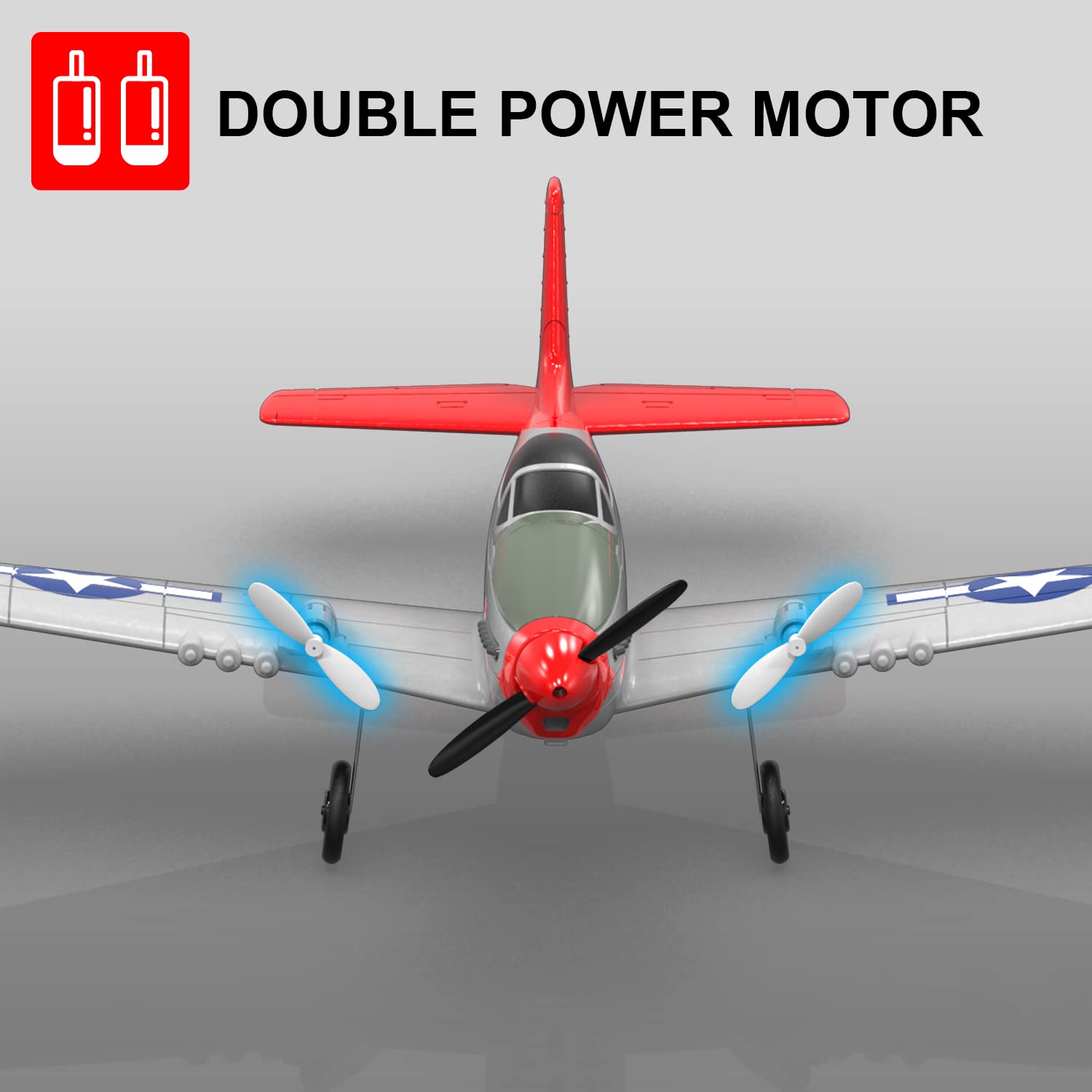 VOLANTEXRC RC Plane Ready to Fly for Beginners, 2.4Ghz 2CH RC Airplane P51 Mustang Toy Gift for Kids & Adults, with Gyro Stabilization System&2 Batteries (762-3)