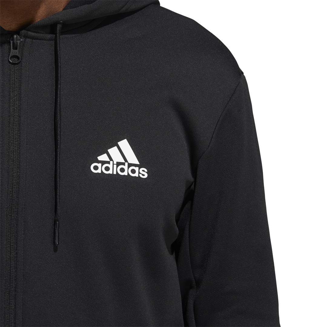 adidas mens Game & Go Full-Zip Hoodie Black/Black/White Large