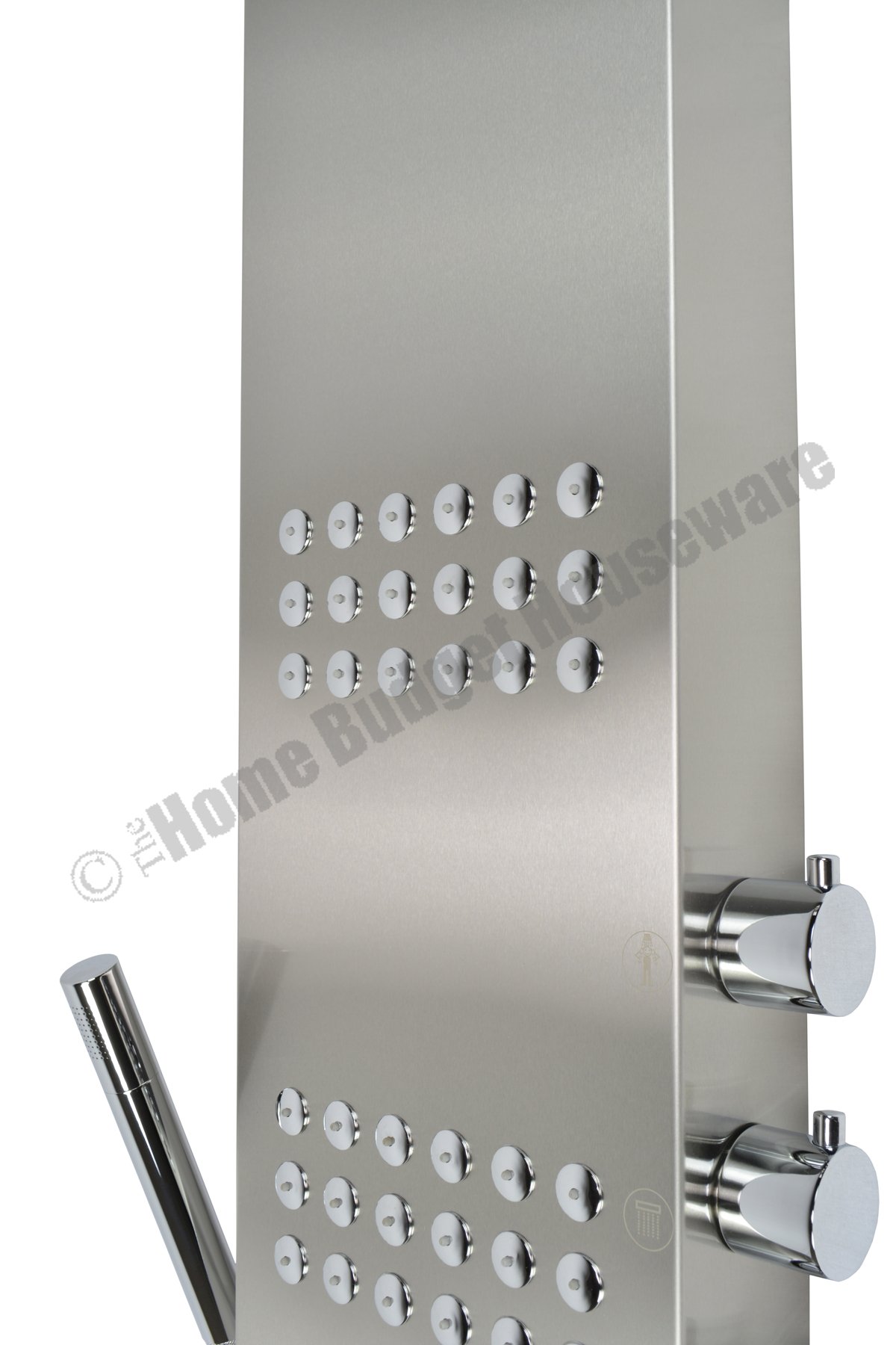 Blue Ocean 66.5β Stainless Steel SPS8727 Thermostatic Shower Panel with Rainfall Shower Head, Body Nozzles, and Handheld Shower Head