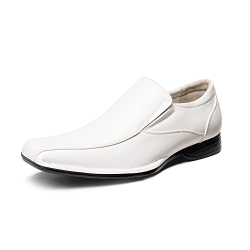 Bruno Marc Men's Giorgio-1 White Leather Lined Dress Loafers Shoes - 13 M US