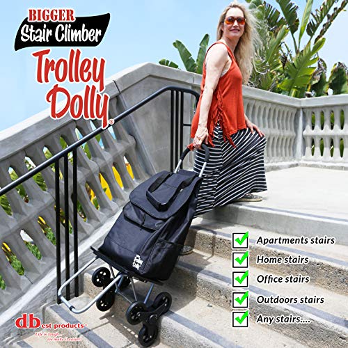dbest products Stair Climber Bigger Trolley Dolly, Black Grocery Shopping Foldable Cart Condo Apartment 44 Inch
