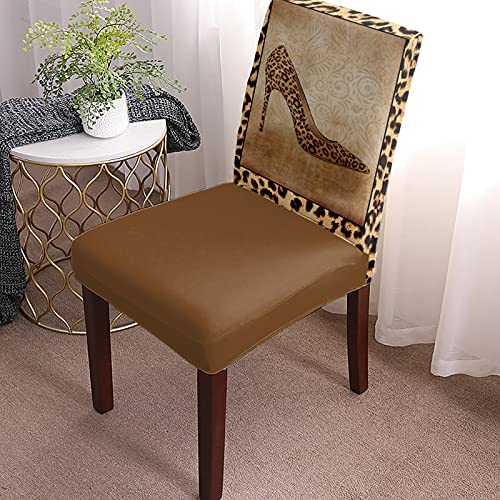 Chair Cover Leopard High Heel Dining Chair Slipcovers Animal Skin Printed Stretch Removable Chair Seat Protector Party Decoration